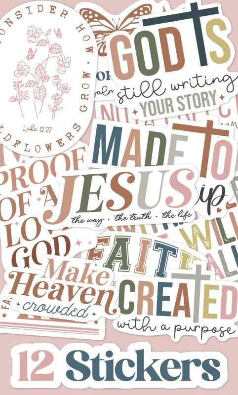 Retro Boho Lettering 12 Sticker Pack – Trini-T Ministries